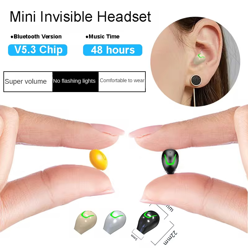 TWS Mini Invisible Wireless Headphones Bluetooth 5.3 In-ear Earphones ...