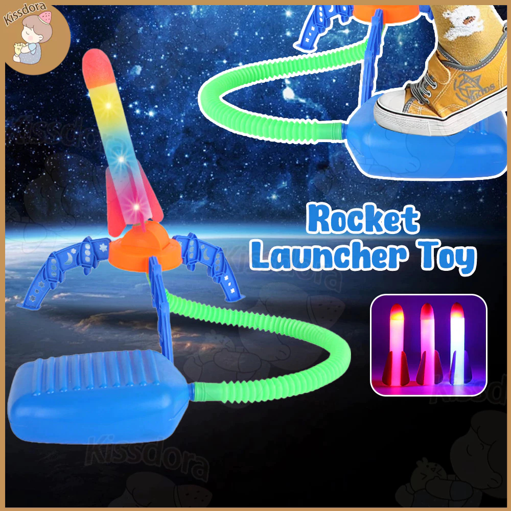 Kissdora Flashing Flying Rocket Toy for Kids Easy Assembly Launcher ...