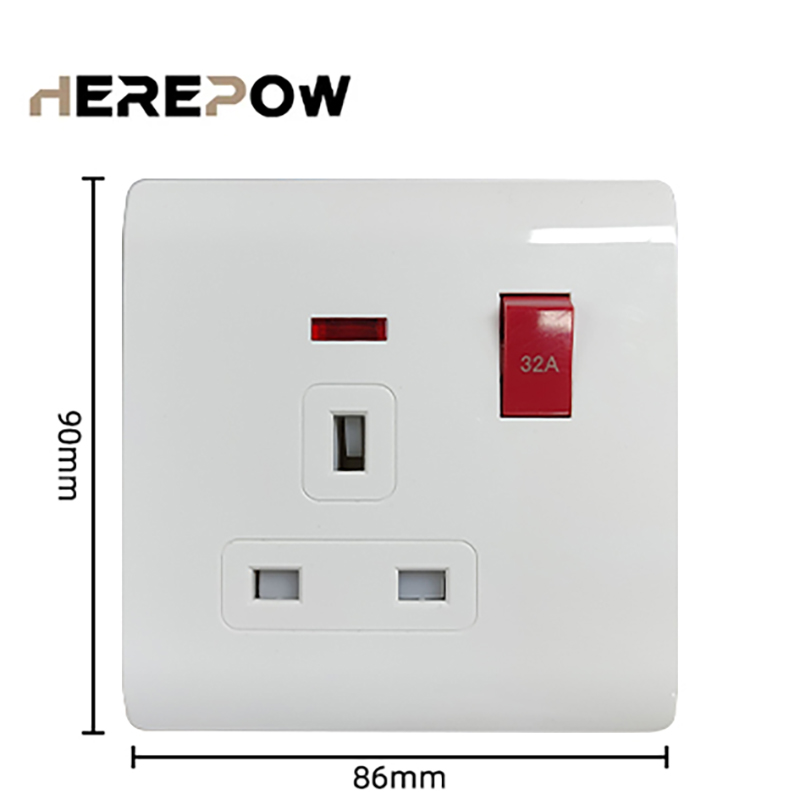 32A Current Switch With UK Socket Kitchen Home Appliance Patch Board ...