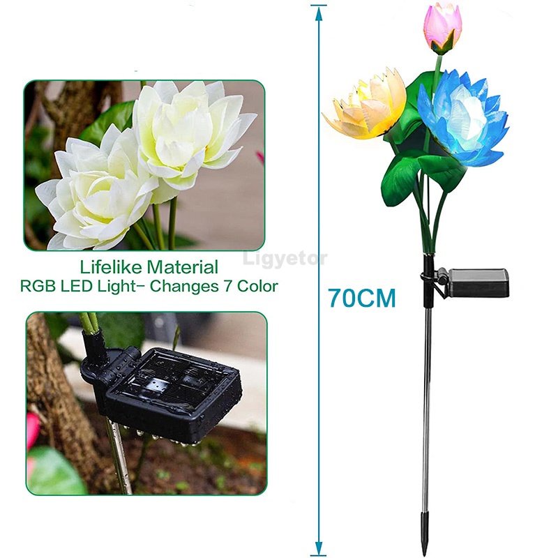 Solar Flower Lights Outdoor Waterproof Solar Lotus Decorative Lighting ...