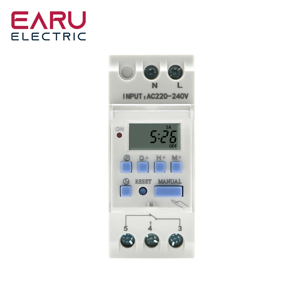 Din Rail Thc 15a New Type 2 Wire Weekly 7 Days Programmable Digital Time Switch Relay Timer