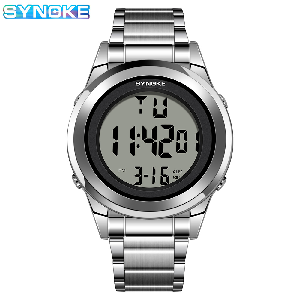 SYNOKE Watch for Men Digital Fashion Sports Stainless Steel ...