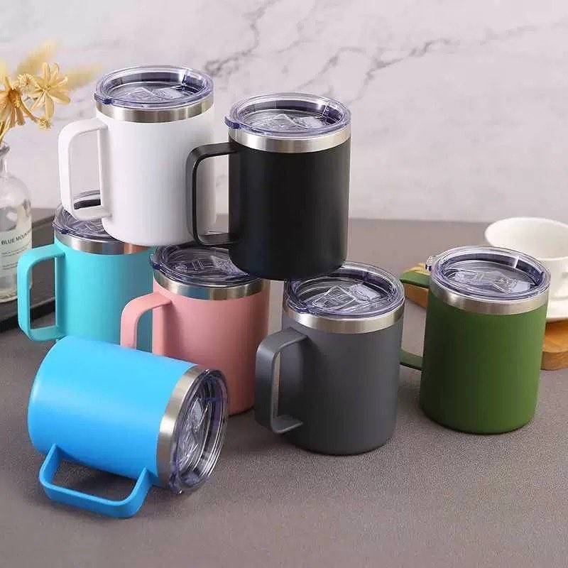 420ML Insulated Coffee Mug with Lid-Stainless Steel Camping Coffee Mug ...