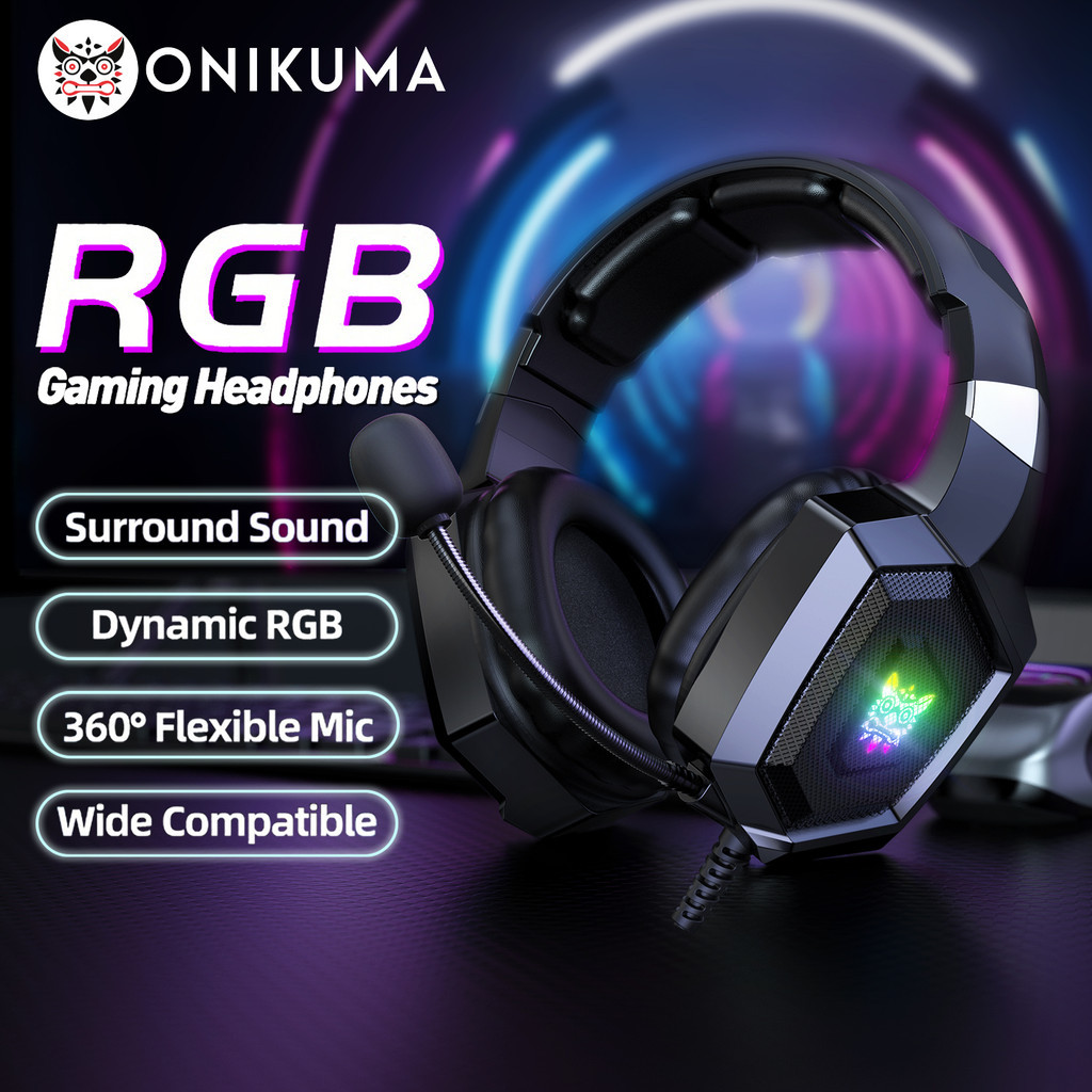 ONIKUMA K8 RGB Professional Gaming Headphones Esports noise-cancelling ...