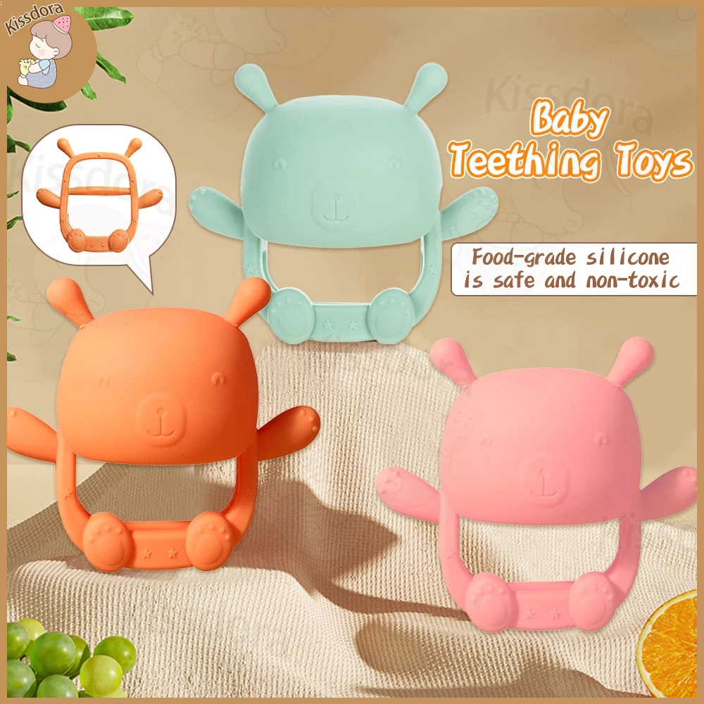 Kissdora Baby Teething Toys Prevent Eat Hand Silicone Toy Teether For ...