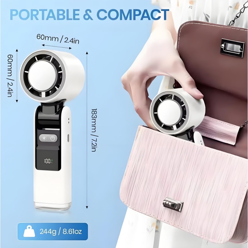 Portable Mini Turbo Fan with 5000mAh Rechargeable Battery and ...