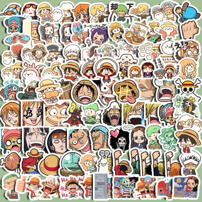 100 Pieces One Piece Cartoon Stickers Luffy Sanji Solo Chopper Cartoon ...