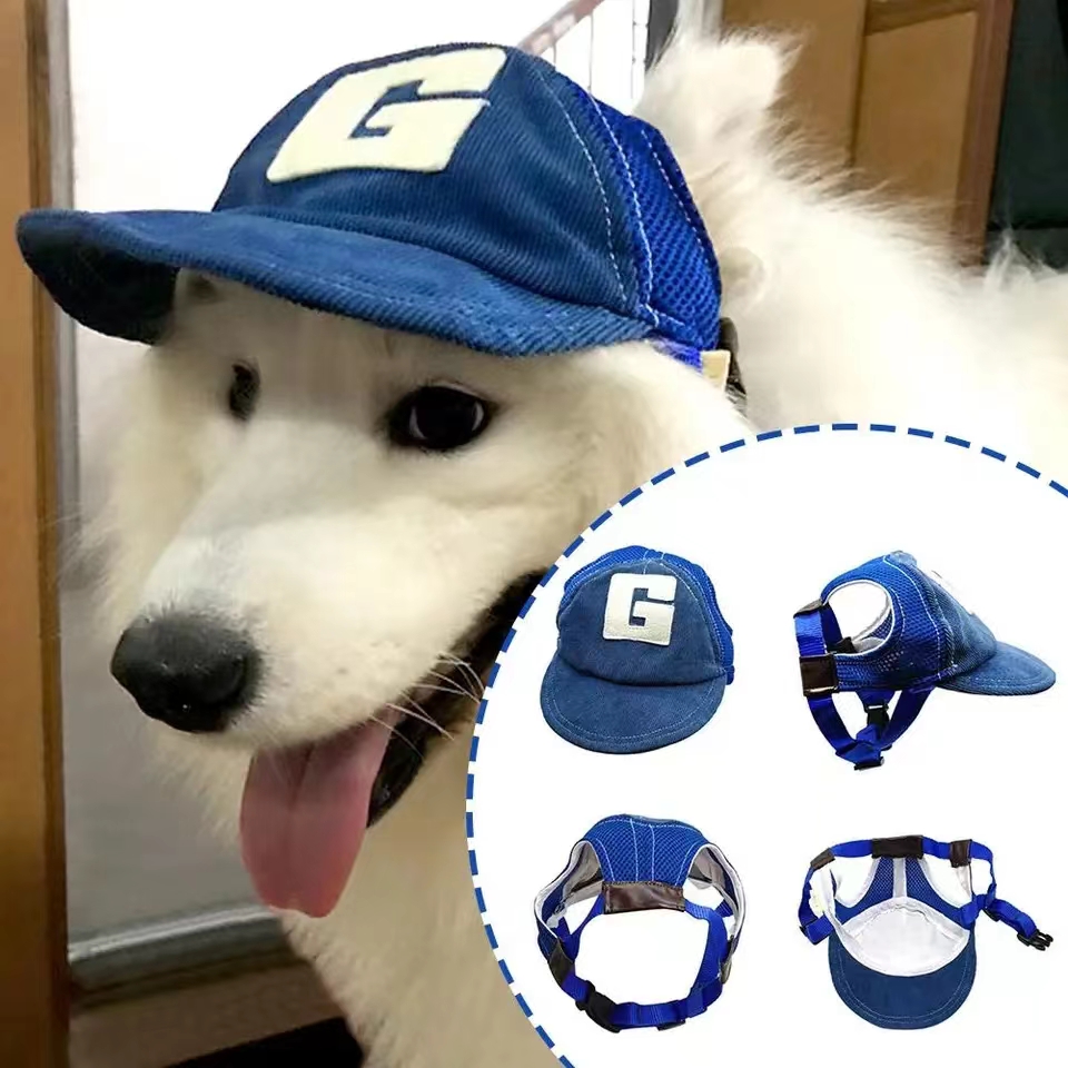 Pet Dog Hats Breathable Cute Summer Baseball Sun Cap With Ear Holes For ...
