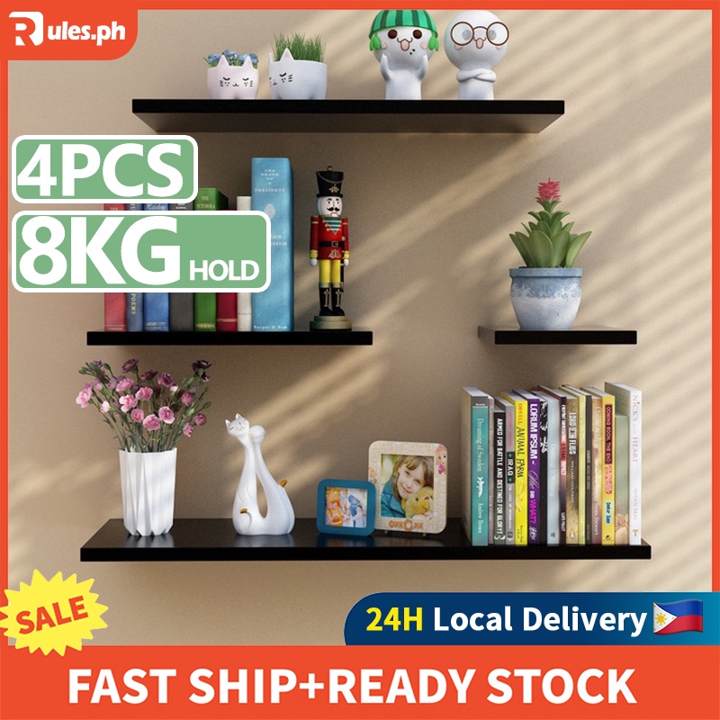 4pcs Wooden Shelf Wall Book Shelf Home Decor Floating Hanging Shelves ...