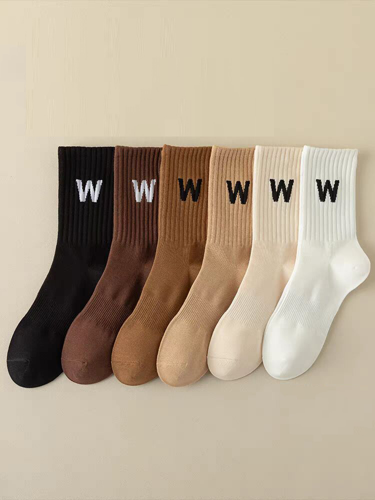 5 Pairs Assorted Mid Socks Cotton High Cut Basketball Socks SPORT SOCK ...