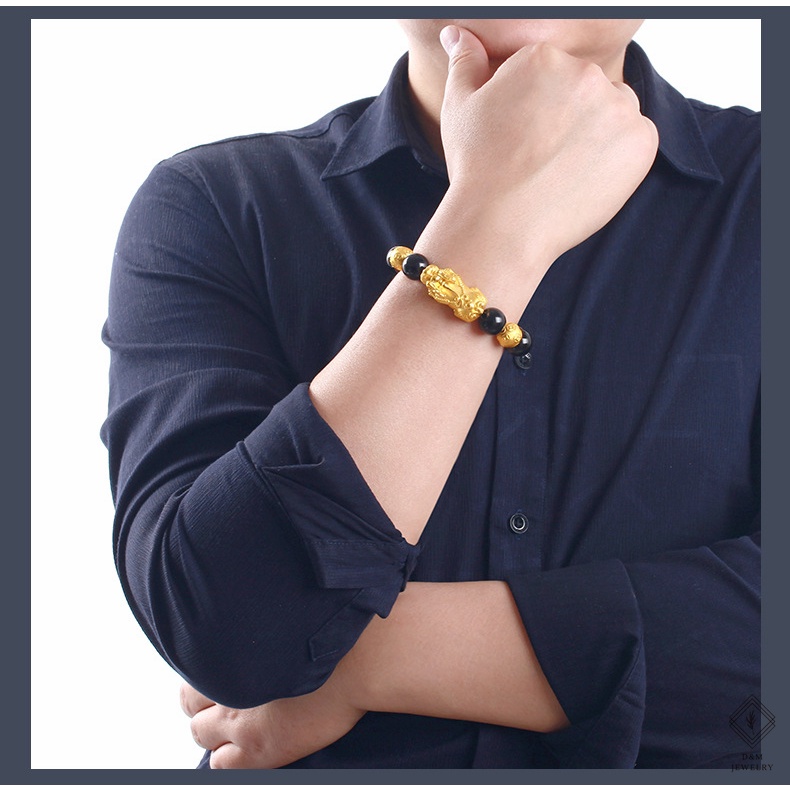 Pi Yao Obsidian Stone Beads Bracelet Men Women Wristband Pixiu Wealth ...