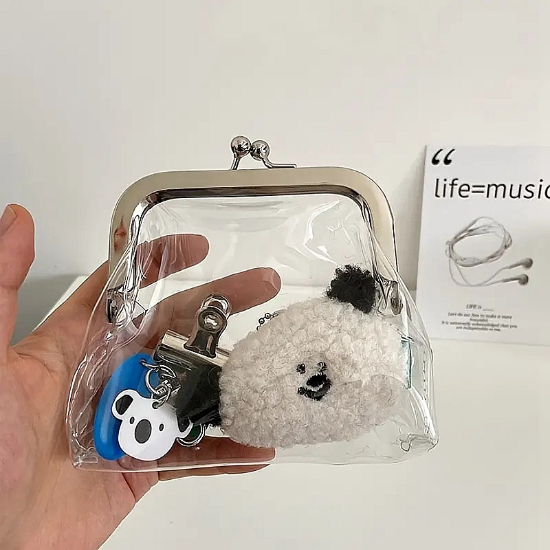 1 Piece Transparent Coin Purse Mini Wallet Lock Portable pvc Material ...