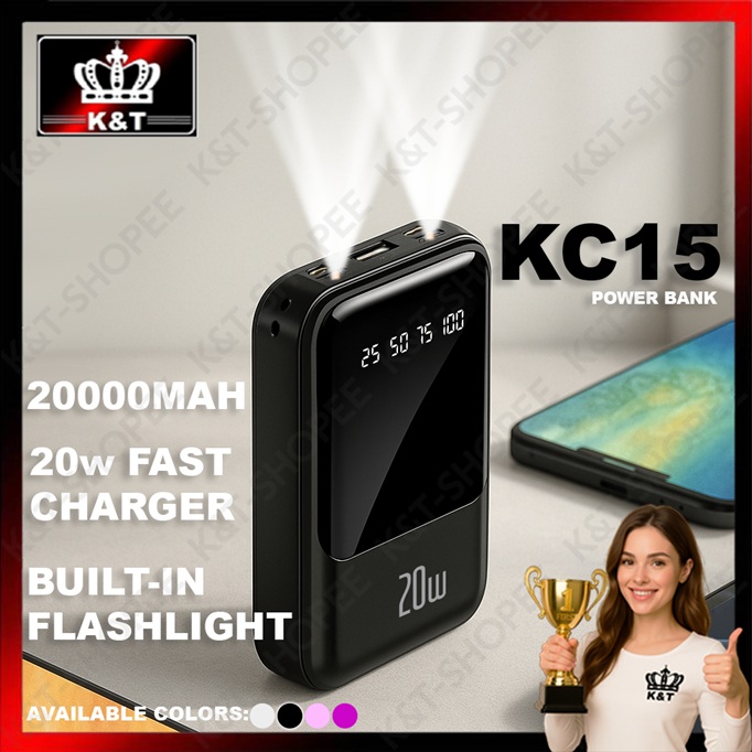 KC15 / KC12 20000mah Fast Charger Powerbank With LED Emergency Light ...