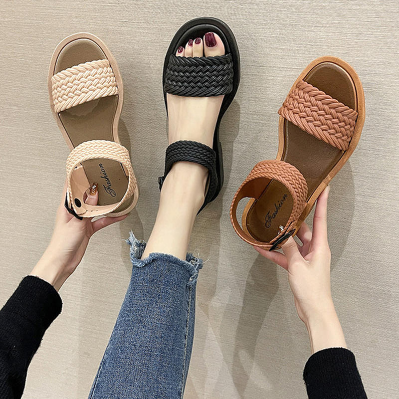 Slippers Women Summer New Style Influencer ins Roman Sandals Outer Wear Flat Sandals Slippers ...