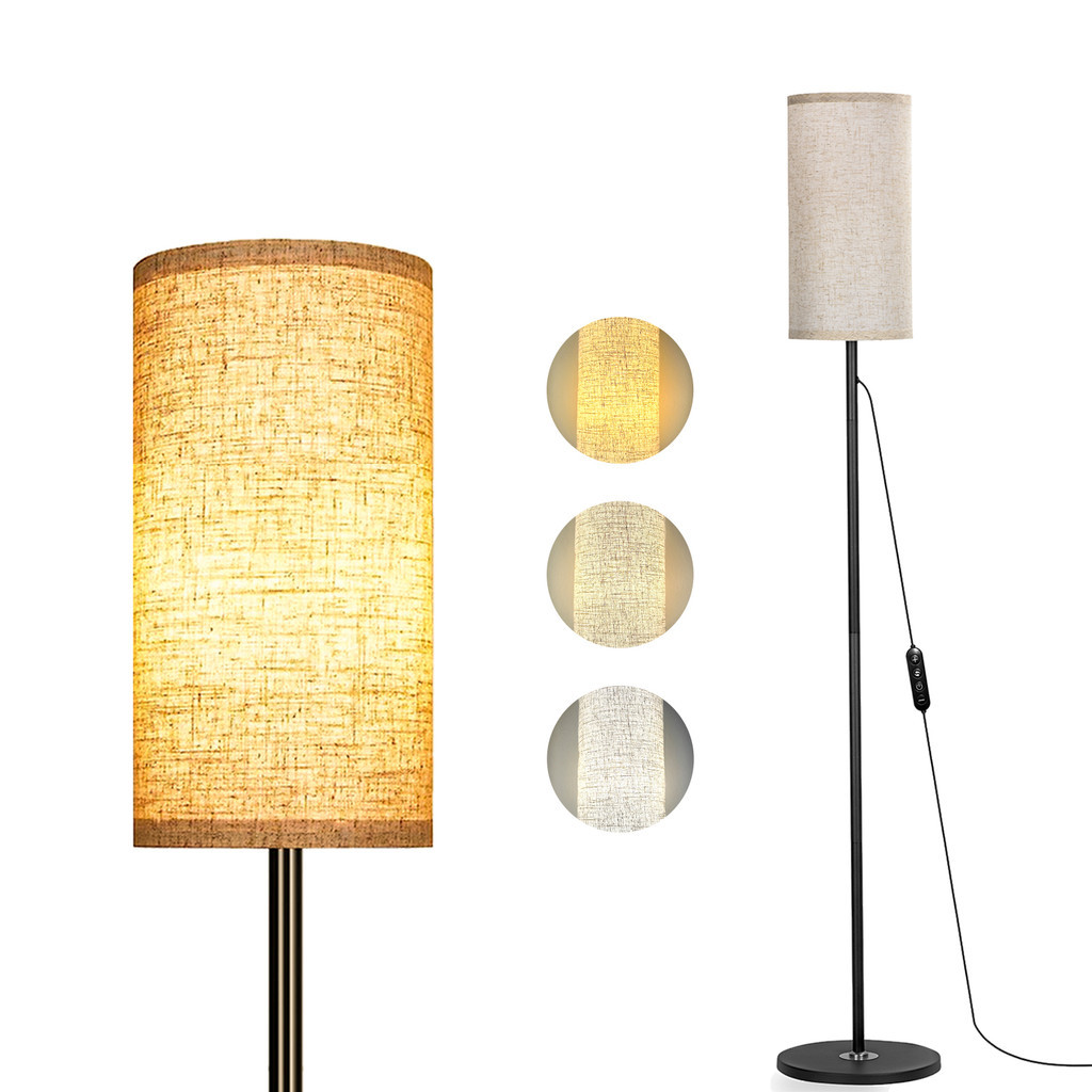 600LM Floor Lamp for Living Room with Lampshade, Modern Standing Lamp ...