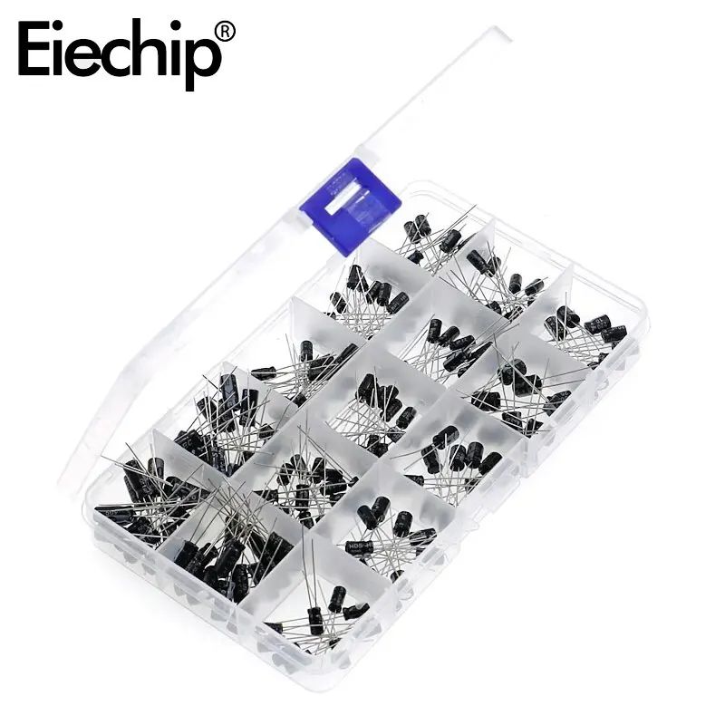 200pcs 15Values Capacitors Set 10V 16V 25V 50V 0.1uF-220uF Electrolytic ...