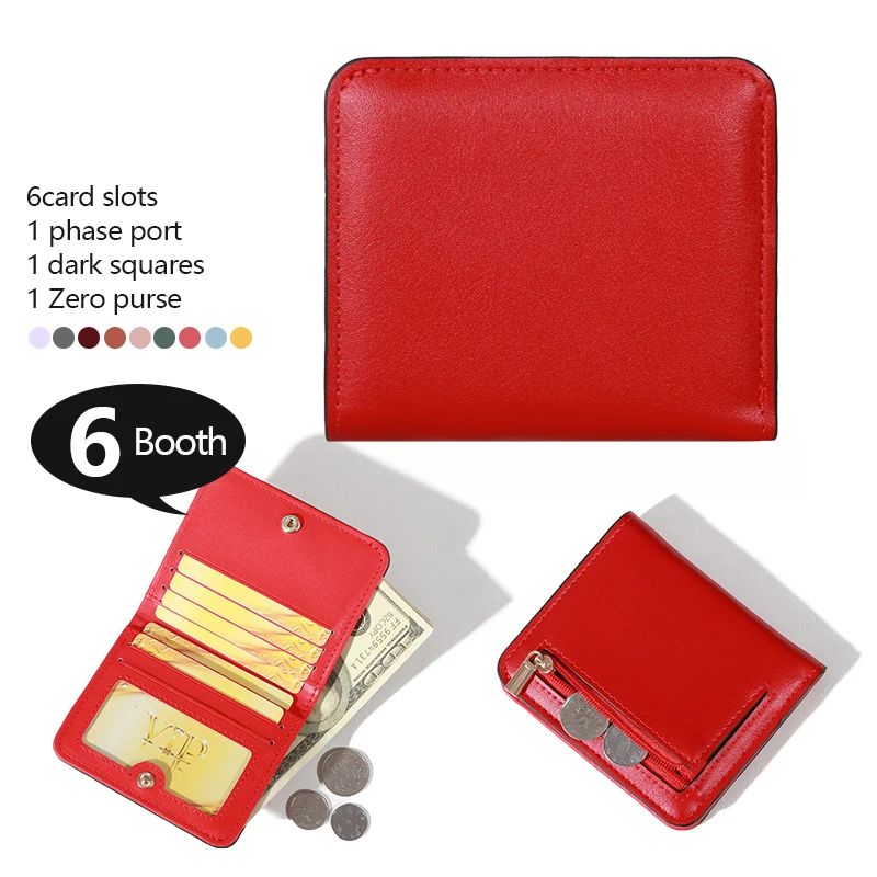 PU Minimalist Wallet - Snap Closure, Zip Pocket, Multifunctional Credit ...