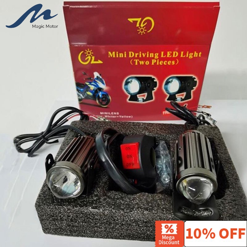 A Pair of Motorcycle Mini Driving Light White+Yellow Universal High quality led light 20W * 2 ...