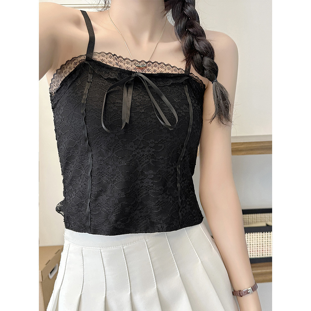 Lace Tube Top Anti-glare Inner Strap Chest Pad Bow Camisole | Shopee ...