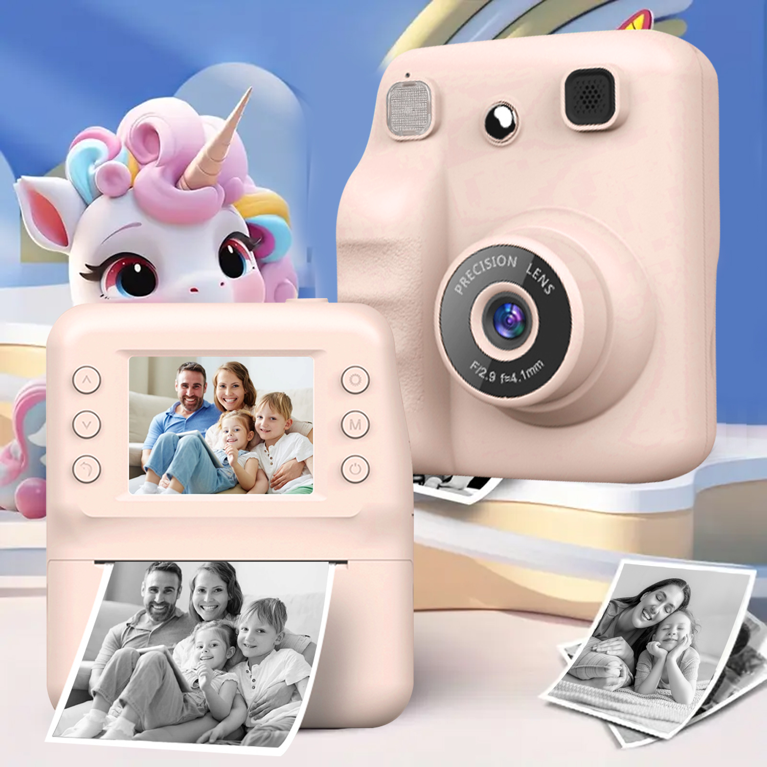 Kids Camera Instant Print, 2.4'' Screen Photo Instant Camera for Kids ...