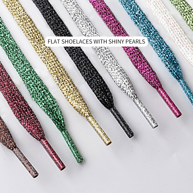 1 Pair Glitter Shiny Metallic Sparkling Shimmery Flat Sneakers Shoelace ...