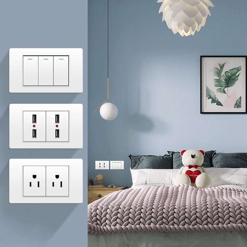 118 type switch socket white PC panel wall Thai six hole socket Taiwan ...