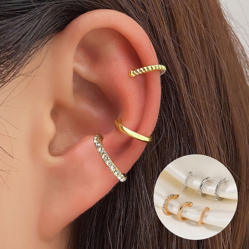 3pcs Simple Exquisite Diamond-Studded U-Shaped Ear Clip Female Non ...