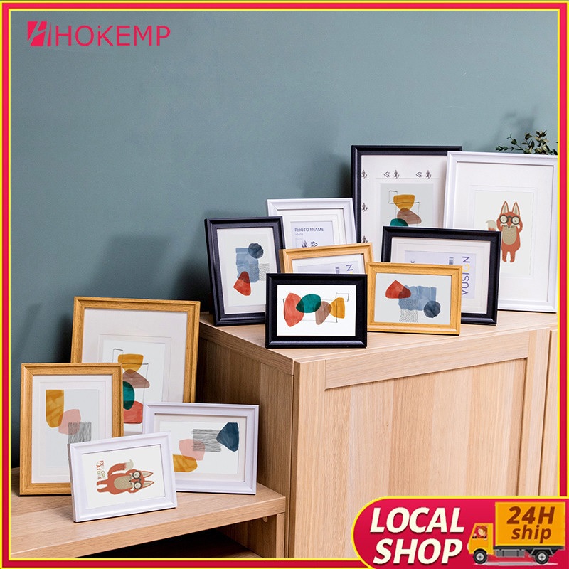 5R/A4 Picture Frame Wall Decor Wooden Stand Picture Frame Home Decor ...