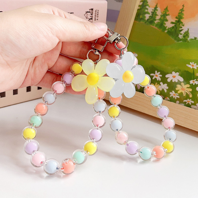 Flower Mobile Phone Chain Beaded Pendant Colorful Beads Creative ...