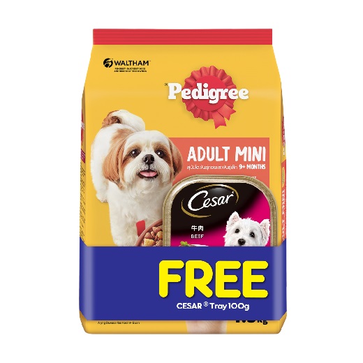 Pedigree Dry Adult Mini Beef, Lamb & Vegetable 1.3kg FreeCesar Beef 100g | Shopee Philippines