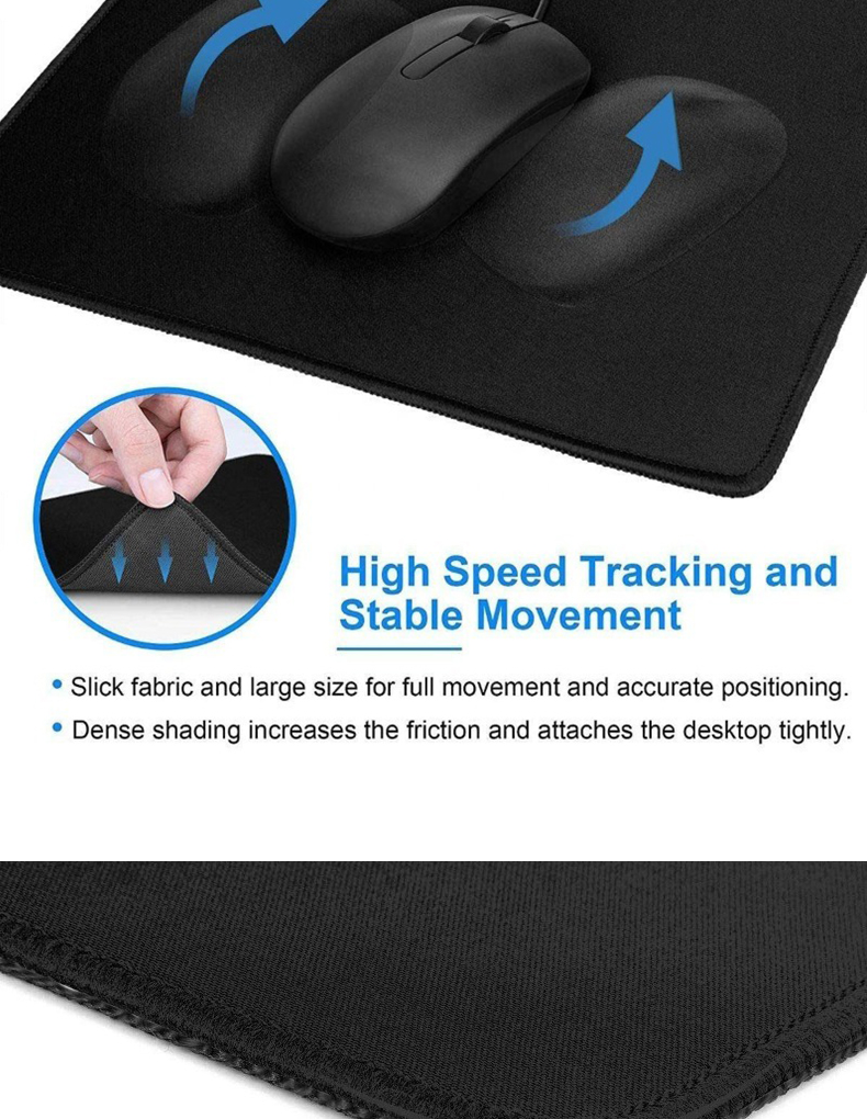 Mouse Pad With Stitched Edge Comfortable Mouse Pads With Non-Slip Rubber Washable Mouse pads For ...