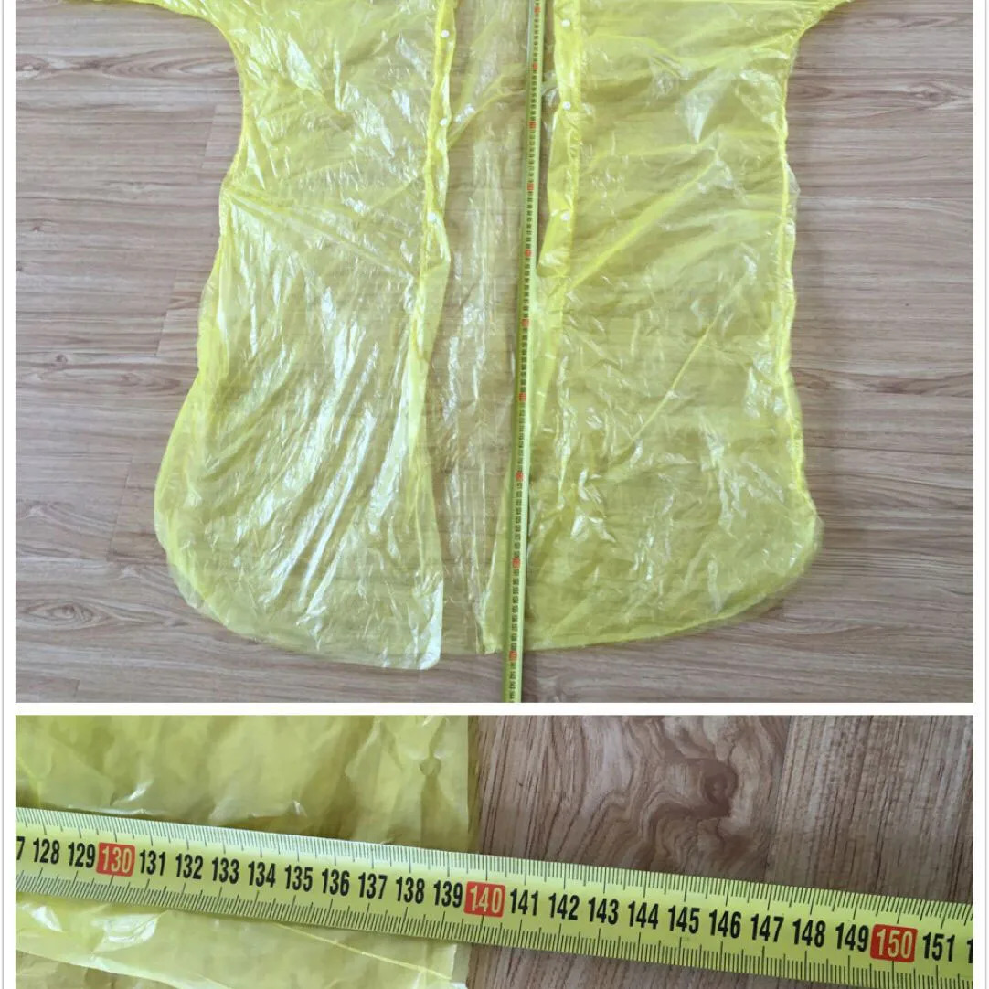 10pcs Customized transparent plastic disposable raincoat with buttons ...