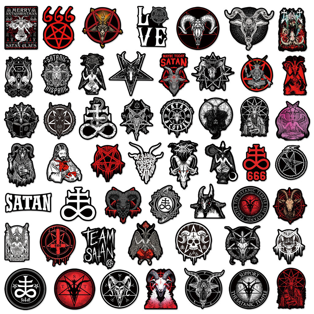 50Pcs Black Devil Satan Series Graffiti Stickers for Suitcases Mobile ...