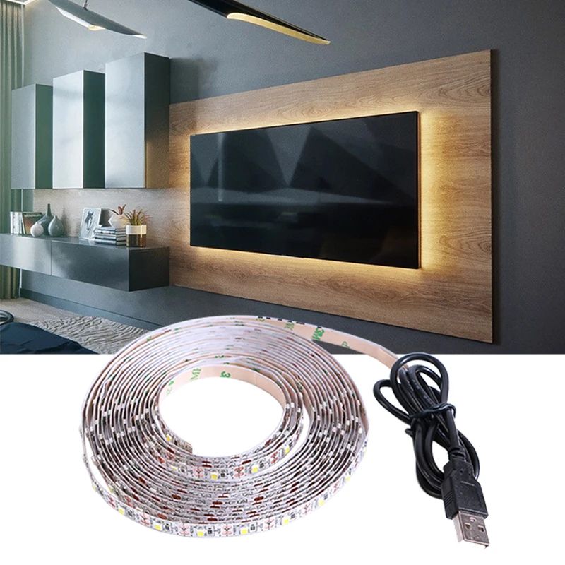 2835 White LED Strip Light, USB LED Tape Lights for Room Decoration, TV ...