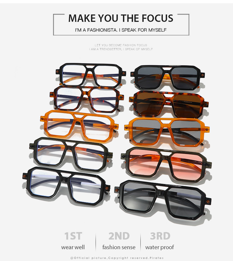 Double beam box fashion sunglasses men's sunglasses trendy ins ...