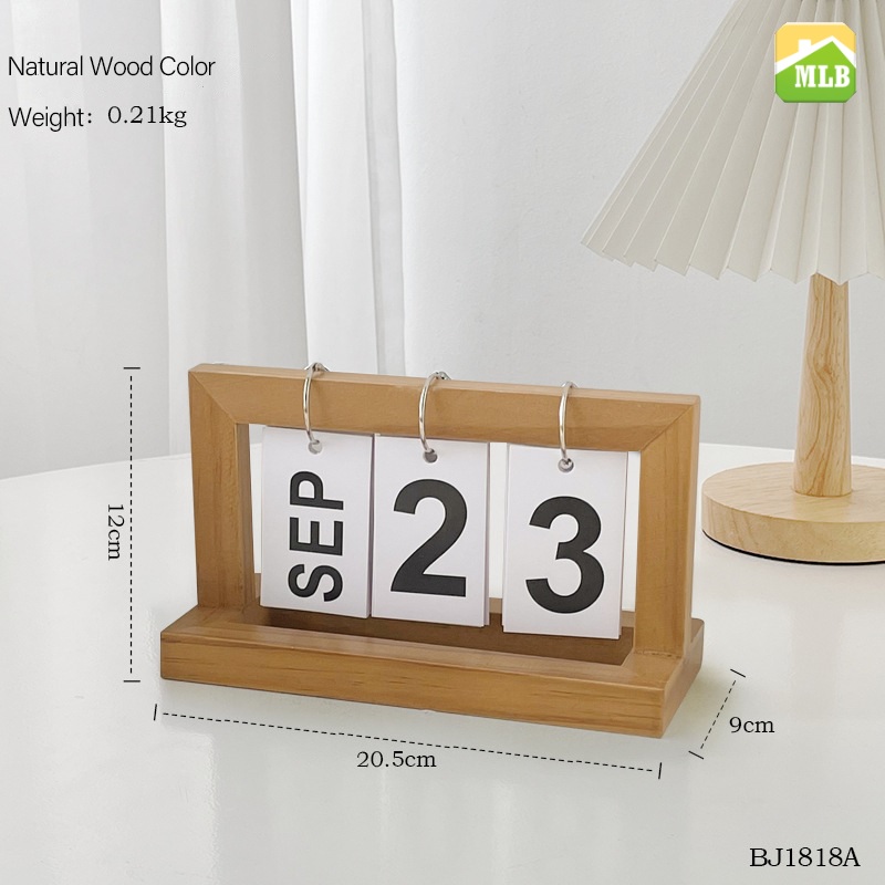Nordic Style Wooden Page-Turning Calendar Natural Wood Grain Home Decor ...