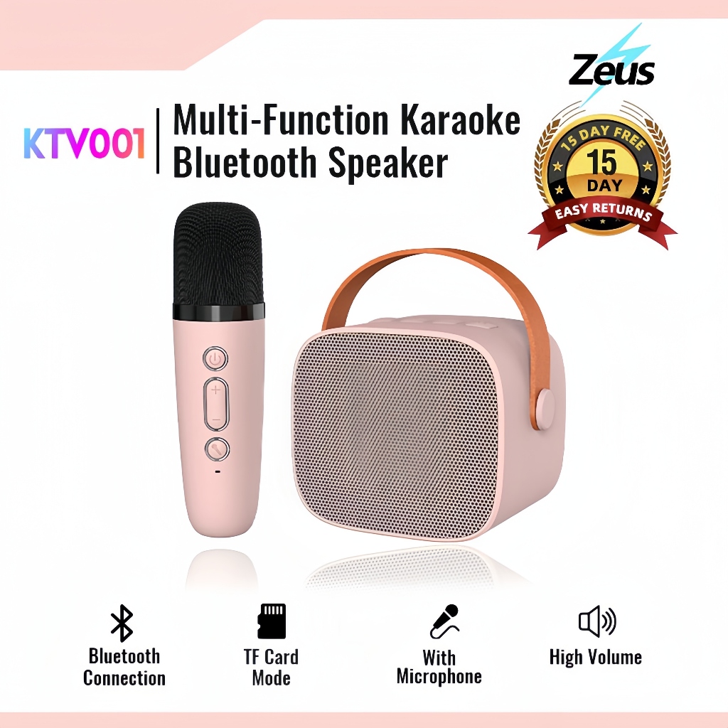 Zeus Mini Bluetooth Speaker & Wireless Microphone Portable Karaoke 3D ...