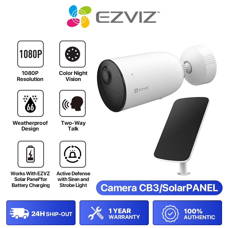 EZVIZ CB3 2MP Solar Charging Panel CCTV Security Camera Color Night ...