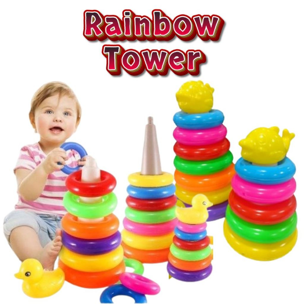 MnKC Baby Rainbow Tower Stacking Circle Fun Duck Ring Puzzle Game ...