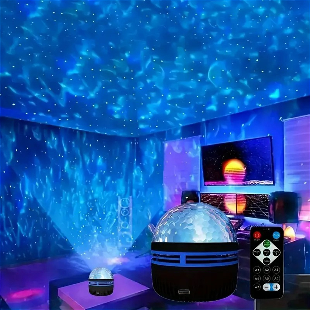 Night Light 1Pcs LED Star Projector Ocean Wave And Nebula Room Rotating ...