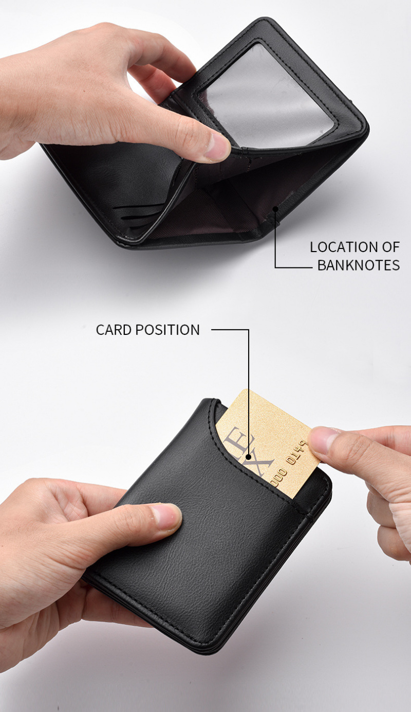 Men's Slim Bifold Wallet - Vertical ID Window & Multi-Card Slot Compact ...