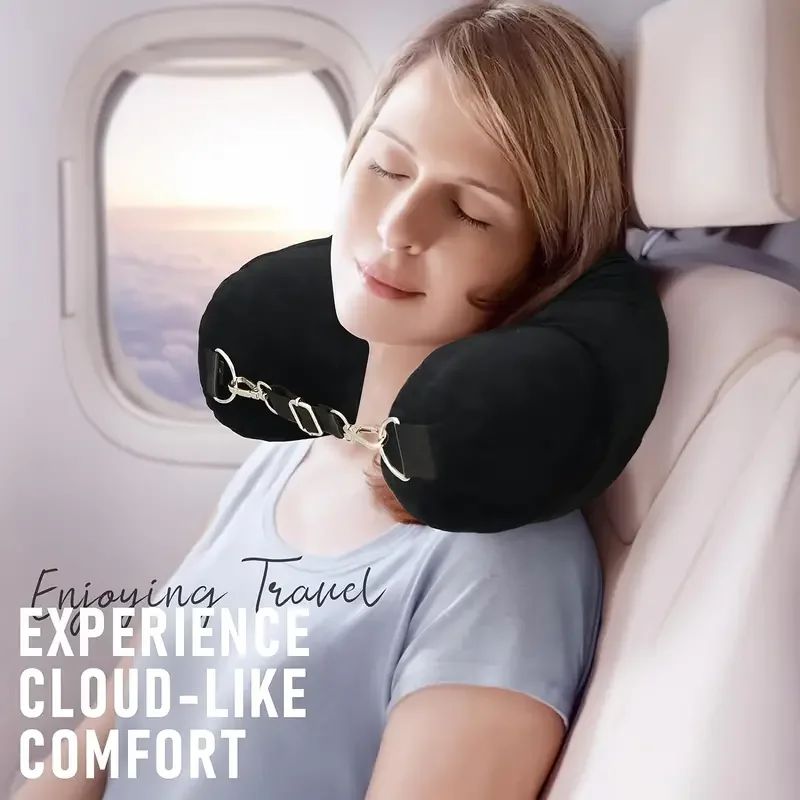 Portable Fillable Neck Pillow – Adjustable Velvet Travel Pillow for Car ...