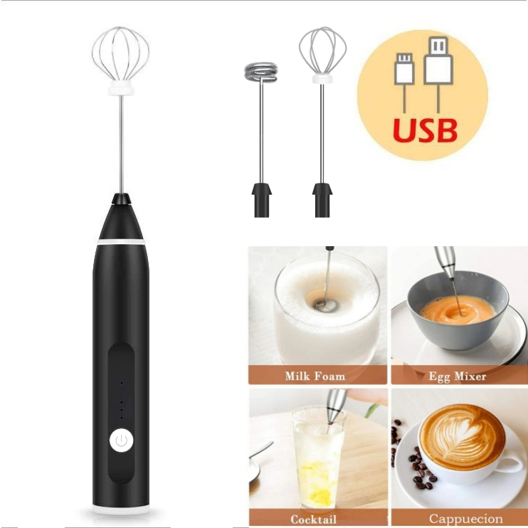 Coffee Blender Handheld 3-Speed USB Rechargeable Egg White Mixer Milk ...