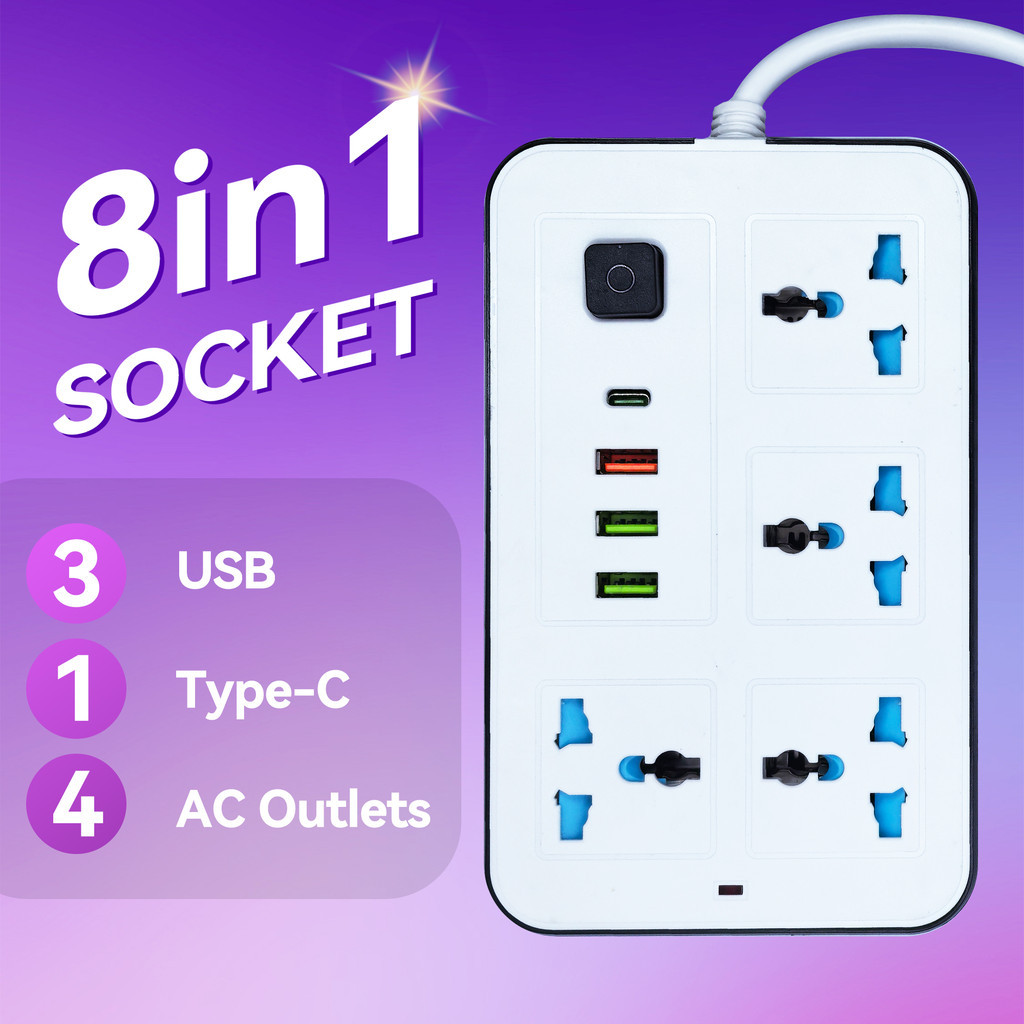 Smart Multifunctional Power Socket, 2M/3M/5Mx Cable 1500W Power, with ...