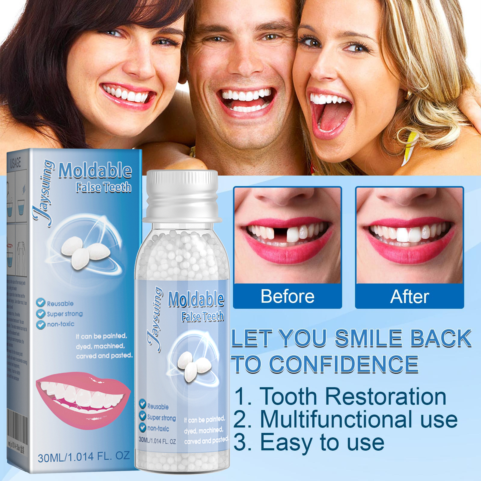 False Teeth Solid Glue Temporary Denture Plastic Denture Gum Denture ...