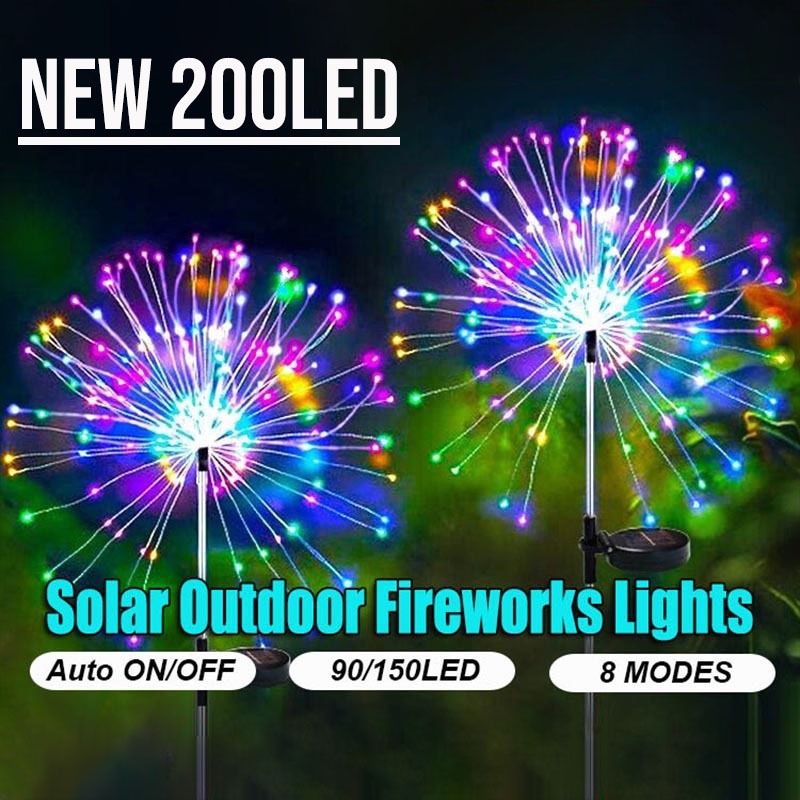 200 LED Solar Fireworks Lights Outdoor Decorative Lights Solar ...