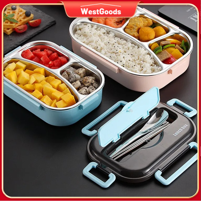 WG Stainless Steel Bento Lunch Box 2/3/5 Grids Insulated Leakproof with ...
