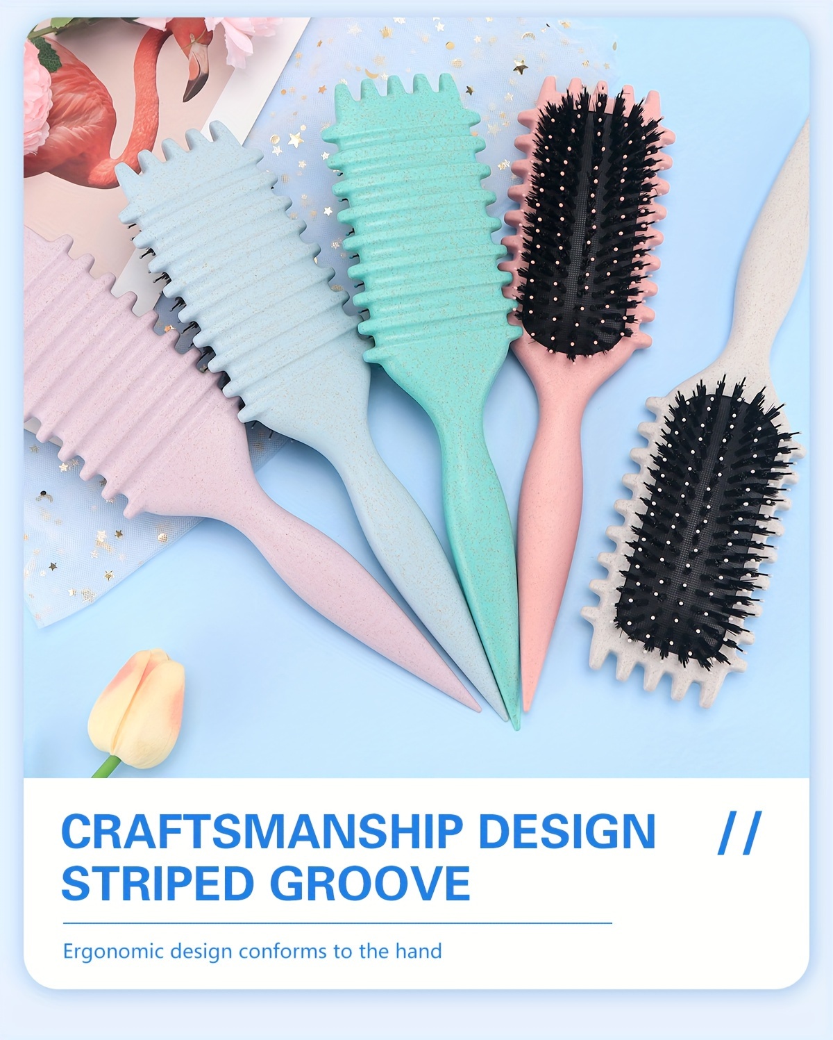 Burl Define Brush Wheat Straw Massage Bouncing Comb Explosive Curling ...