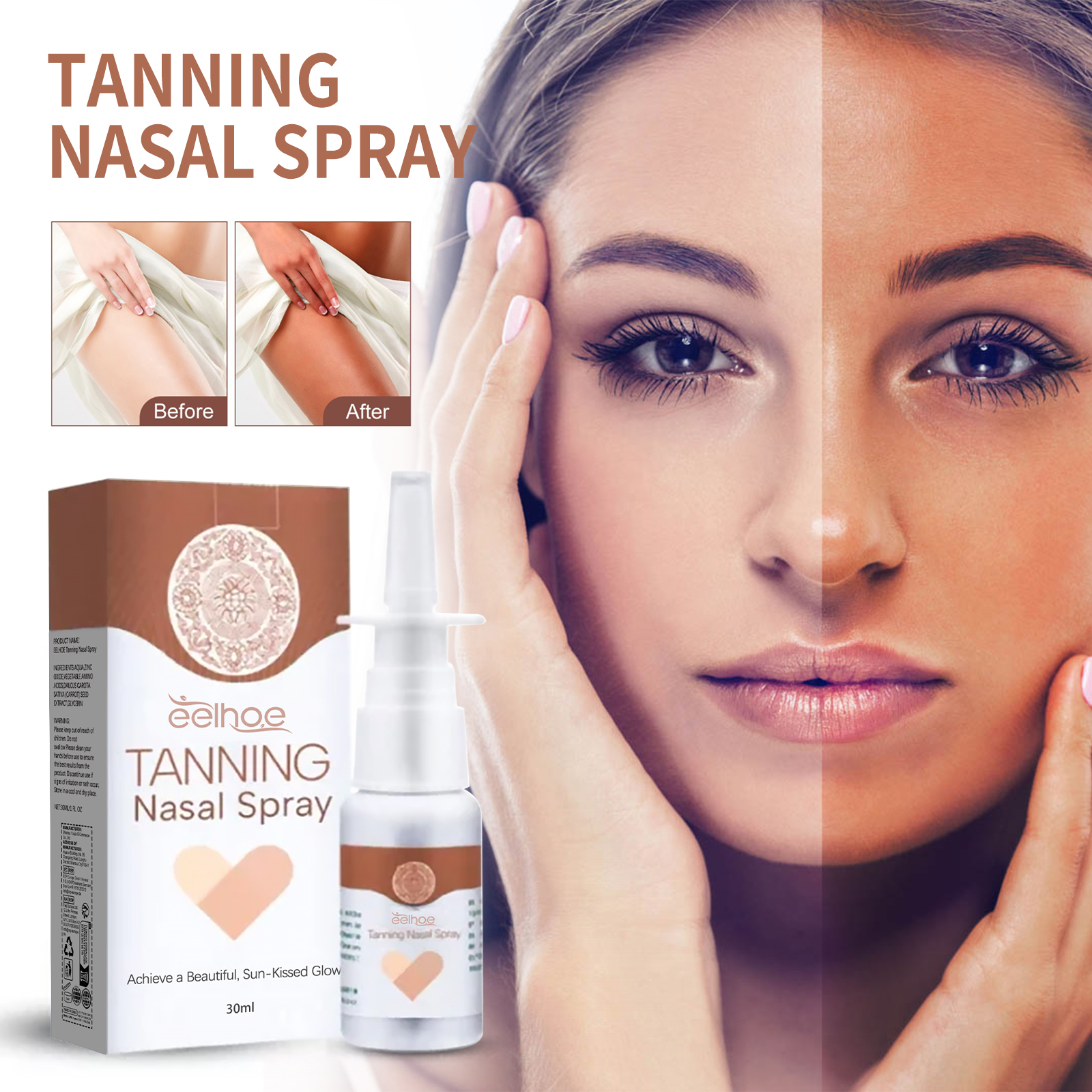 Sunless Tanning Spray, 30ml Quick and Easy Self-Tanner with Nasal ...