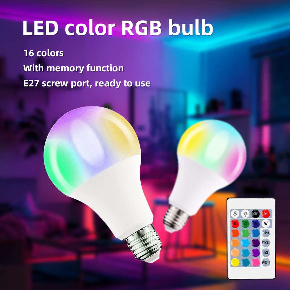 RGB LED Light Bulb Smart Bulb 5W 10W 15W E27 Dimmable With Remote ...